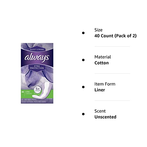 Always Dailies Xtra Protection Long Liners 40 ea (Pack of 2)