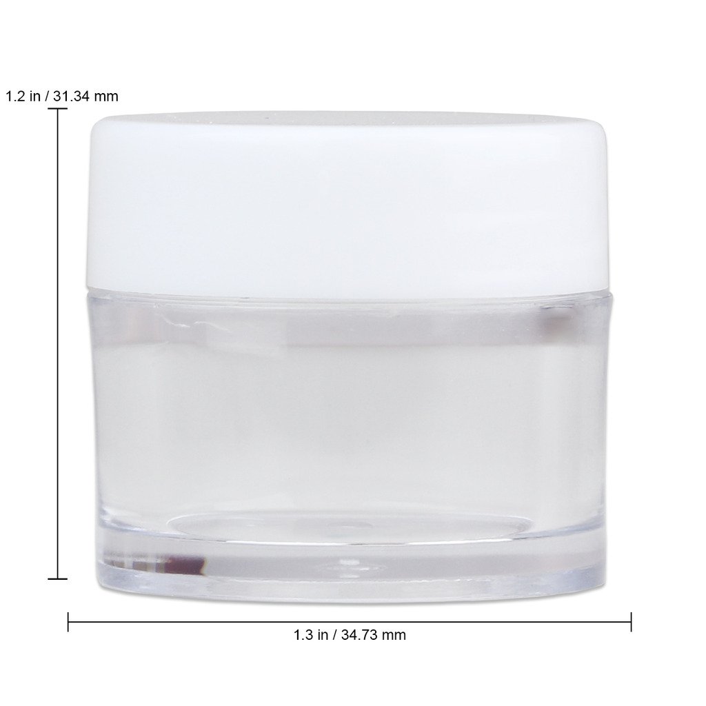 Beauticom High-Graded 7 Grams/7 ML (Quantity: 24 Packs) Thick Wall Crystal Clear Plastic LEAK-PROOF Jars Container with White Lids for Cosmetic, Lip Balm, Lip Gloss, Creams, Lotions, Liquids