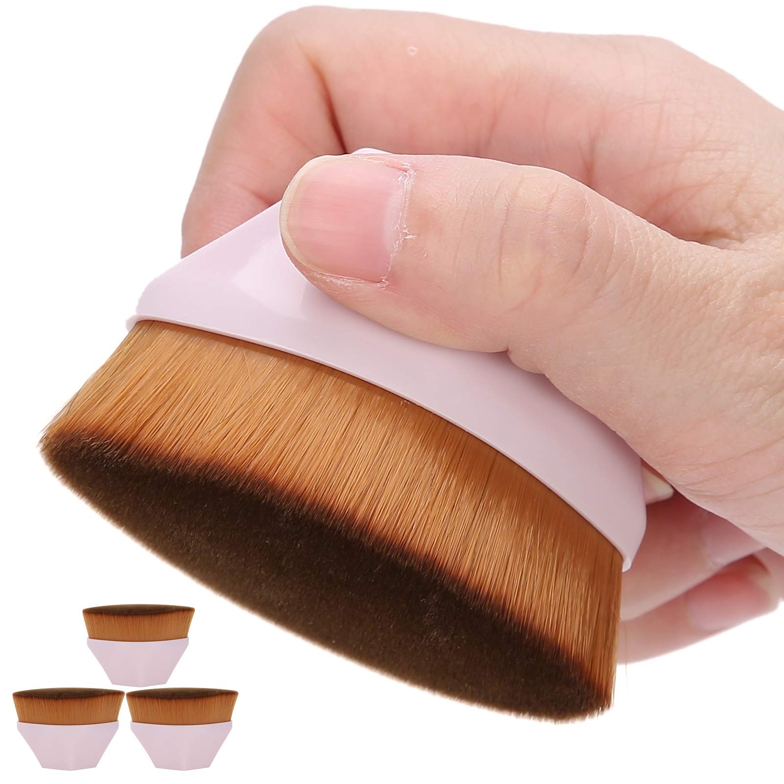 3pcs Makeup Liquid Brushes, 2 Colors Petal-shaped Handle Cosmetic Flat Brushes Cosmetic Brushes Beauty Tool()