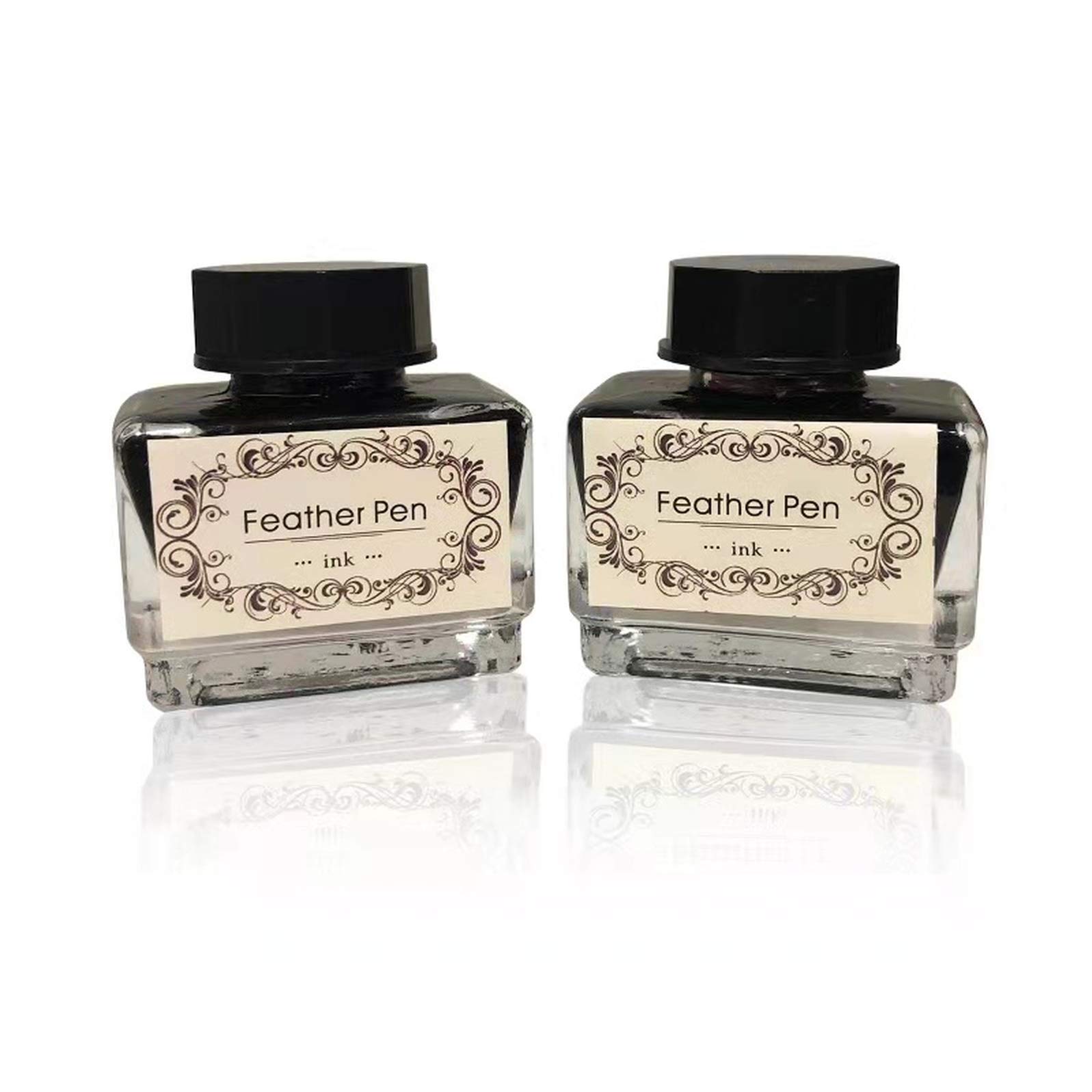 2 Pack Black Calligraphy Ink Fountain Pen Ink India Ink No Carbon No Blocking Calligraphy Pen Ink Suitable for Feather Quill Pen Dip Pen Drawing Pens 15ml X 2