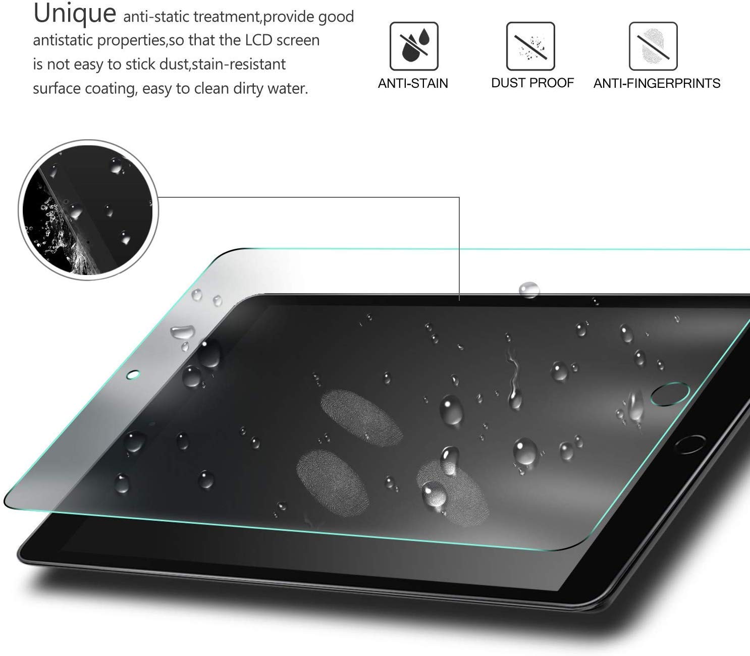 TiKeDa 3 Pack Screen Protector for iPad 9th Generation 10.2 Inch iPad 8/7th Gen, Tempered Glass for iPad 9 8 7 (2021/2020/2019) -Model A2602/A2603/ A2270/A2428/ A2197/A2198/A2201