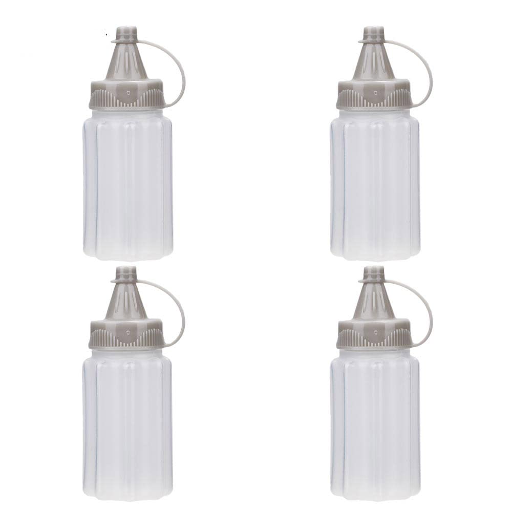 4pcs Plastic Squeeze Condiment Bottles,Mini Sauce Jam Squeeze Bottle, Ketchup Honey Bottle,Salad Dressing Container for Lunch, BBQ, Camping