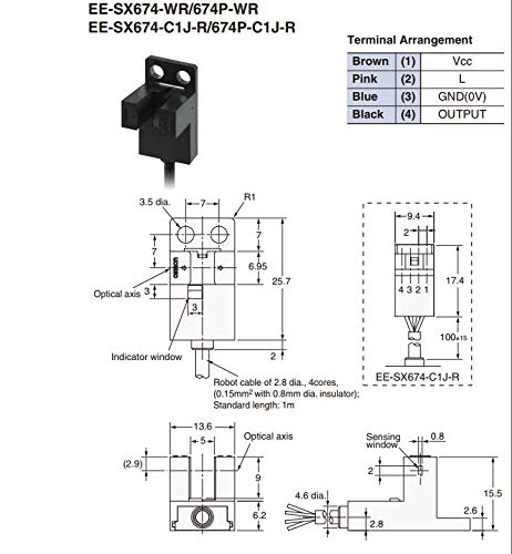 2Pcs Optical Sensor TRANSMISSIVE/Slotted Interrupter Limit Switch EE-SX674 for Linear Rail Guide Actuator