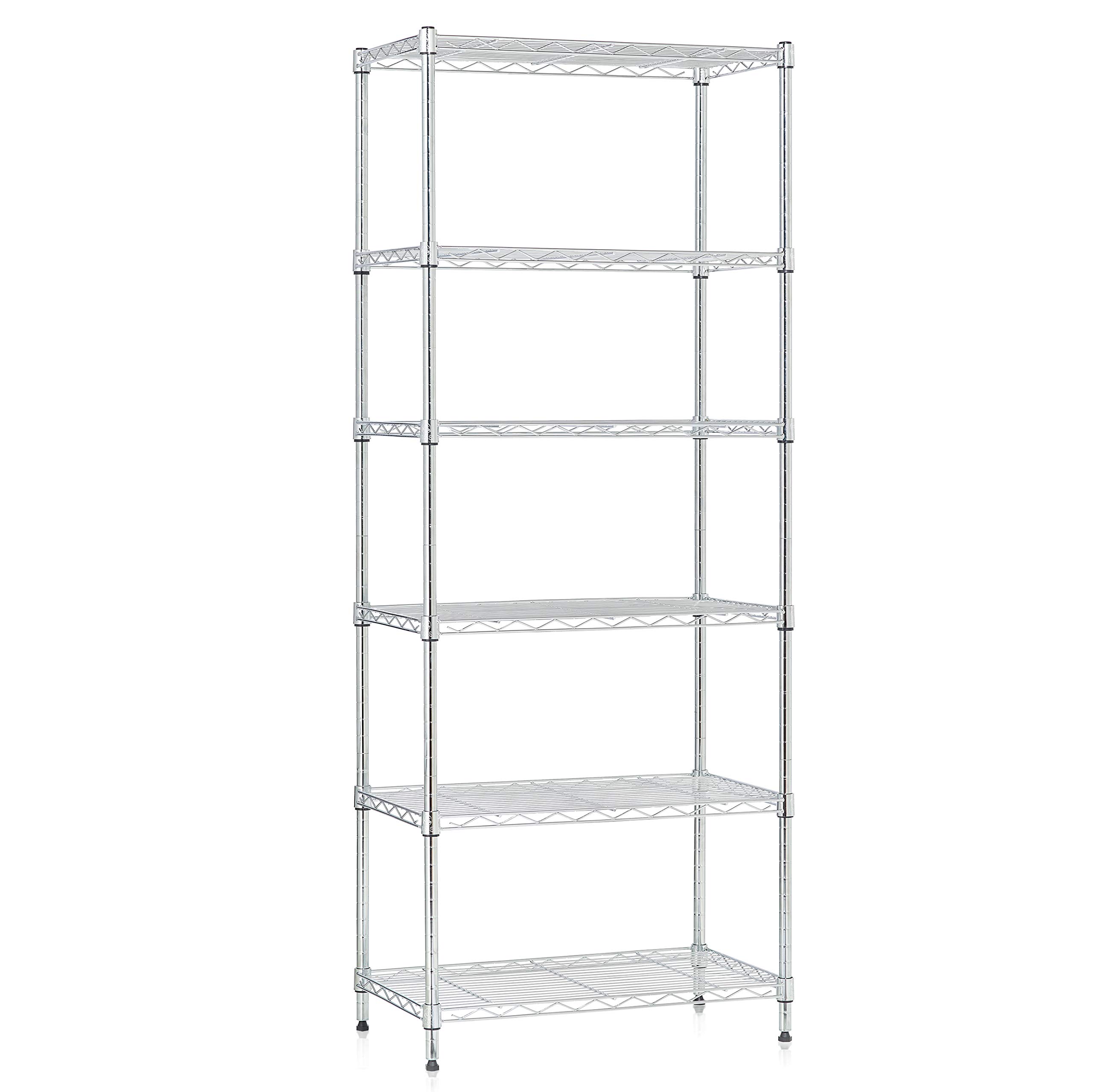 6 Tier Freestanding Convertible Wire Shelf Unit 23.2"x13.4"x59" Chrome, Loading Capacity 1500 lbs