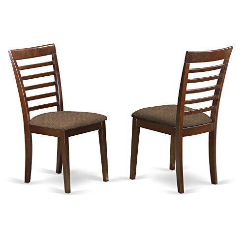 East West Furniture MILA5-MAH-C 5-Piece Kitchen Dining Room Set - 4 Dining Room Chairs with Ladder Back and Linen Fabric Seat - Dining Room Table with Rectangular Top (Mahogany Finish)