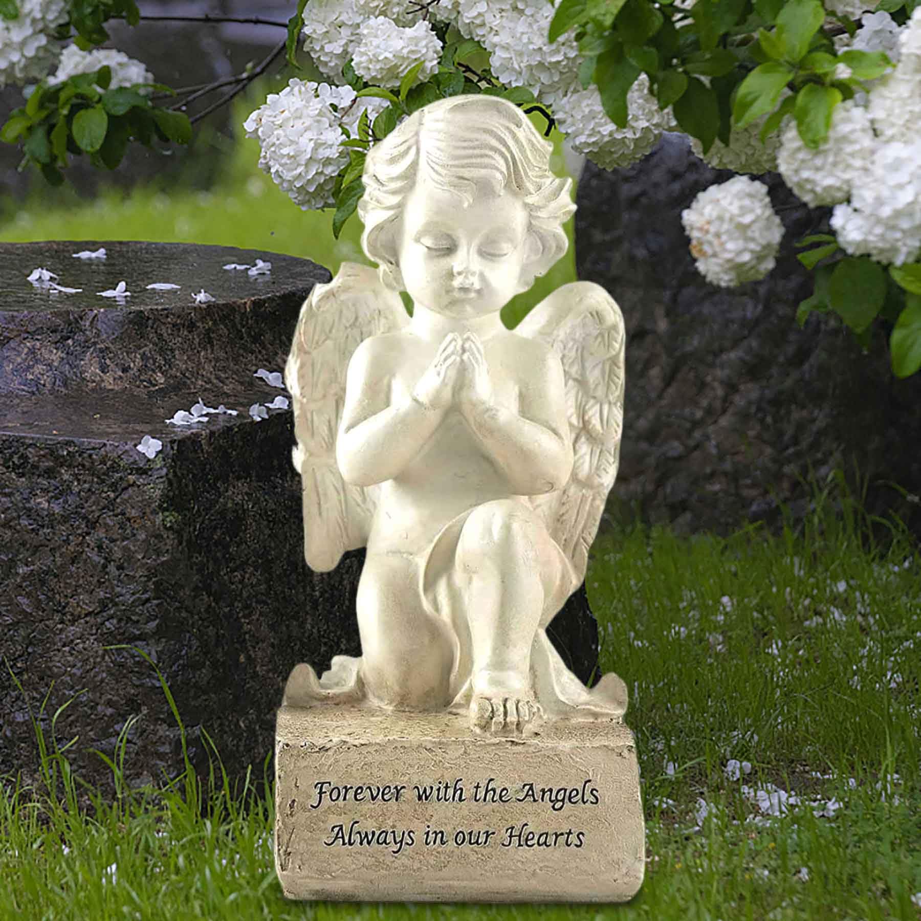 Artisan Flair Praying Angel Figurines,Resin White Cherubs Statues,Home Garden Memorial Angel Sculpture-6.5 Inch