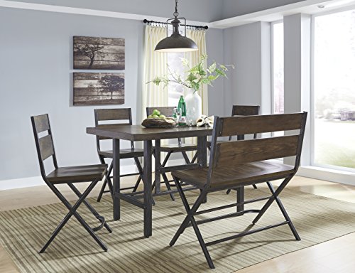 Ashley Furniture Signature Design - Kavari 6-Piece Dining Room Set - Includes Counter Height Table & 4 Barstools & 1 Double Barstool - Brown