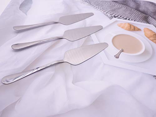 Pie Cake Server Party and Daily Wedding Cake Knife Stainless Steel Pizza Cutter All in One Server with Serrated Cutting Edge (Silver, 6)