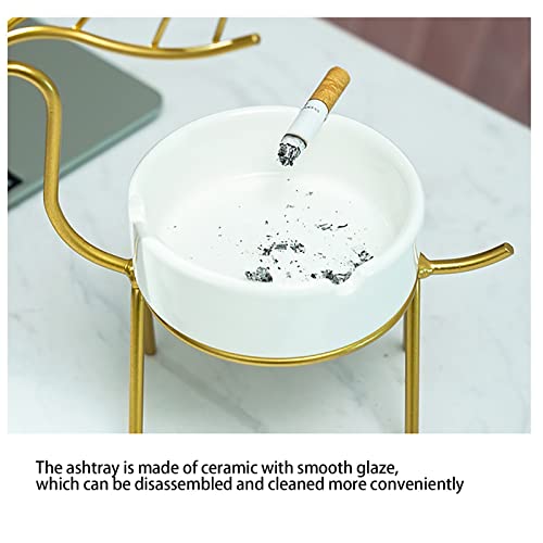 Ashtrays, Metal Deer Ashtray Holder for Smokers, Ceramic Ashtray for Cigarettes, Fashion Ash Tray for Home Office, Smoking Ashtray for Indoor and Outdoor Use