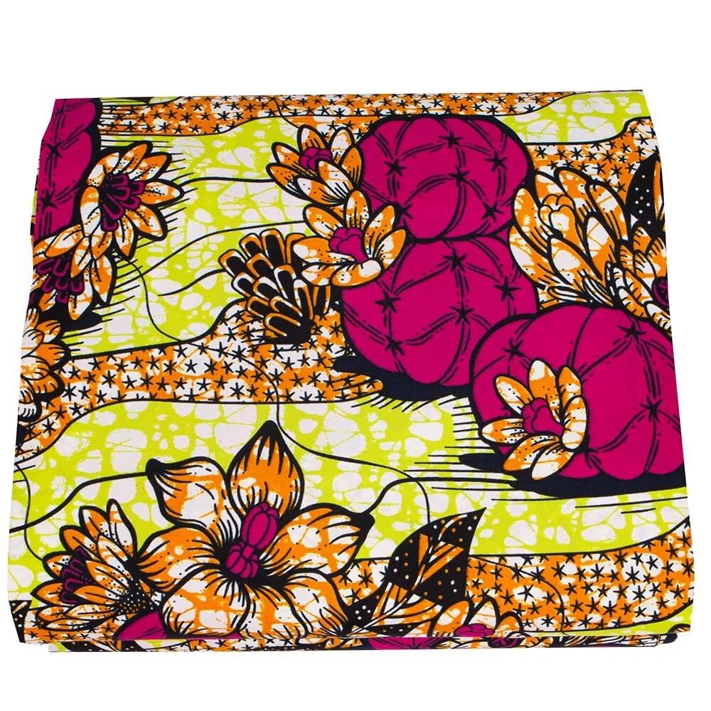 6 Yards Kente African Fabrics Bright Color Polyester African Cloth by Yard Ankara Fabric Sewing for Crafts