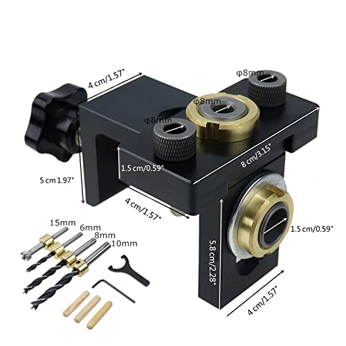 3 In 1 Drilling Locator Puncher Tool Doweling Jig Drill Kit With 8/10/15mm Hole Pocket Hole Jig Kit 3 Holes Joints Tools Woodworking Joinery Tool