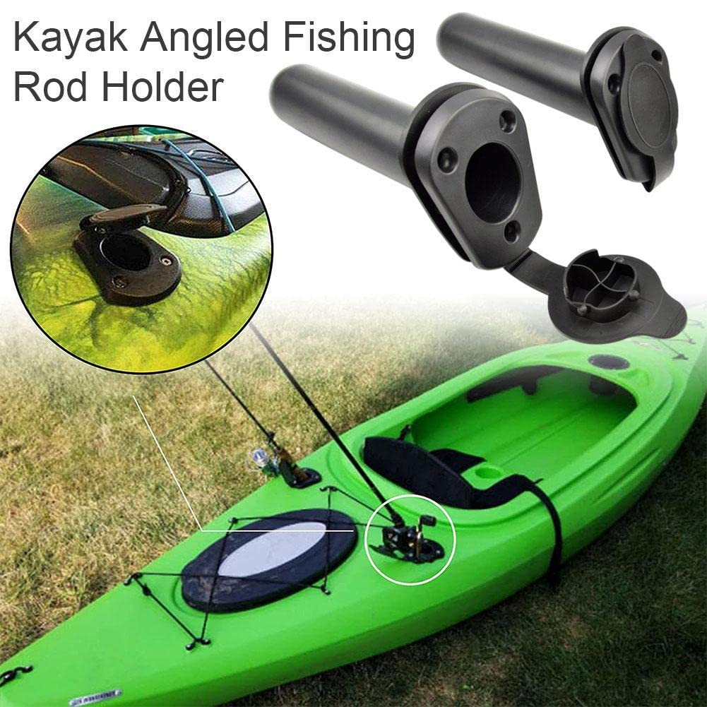 2Pcs Plastic Flush Mount Fishing Boat Rod Holder Bracket With Cap Cover for Fishing Kayak Pole Fishing Tackle Accessory Tool