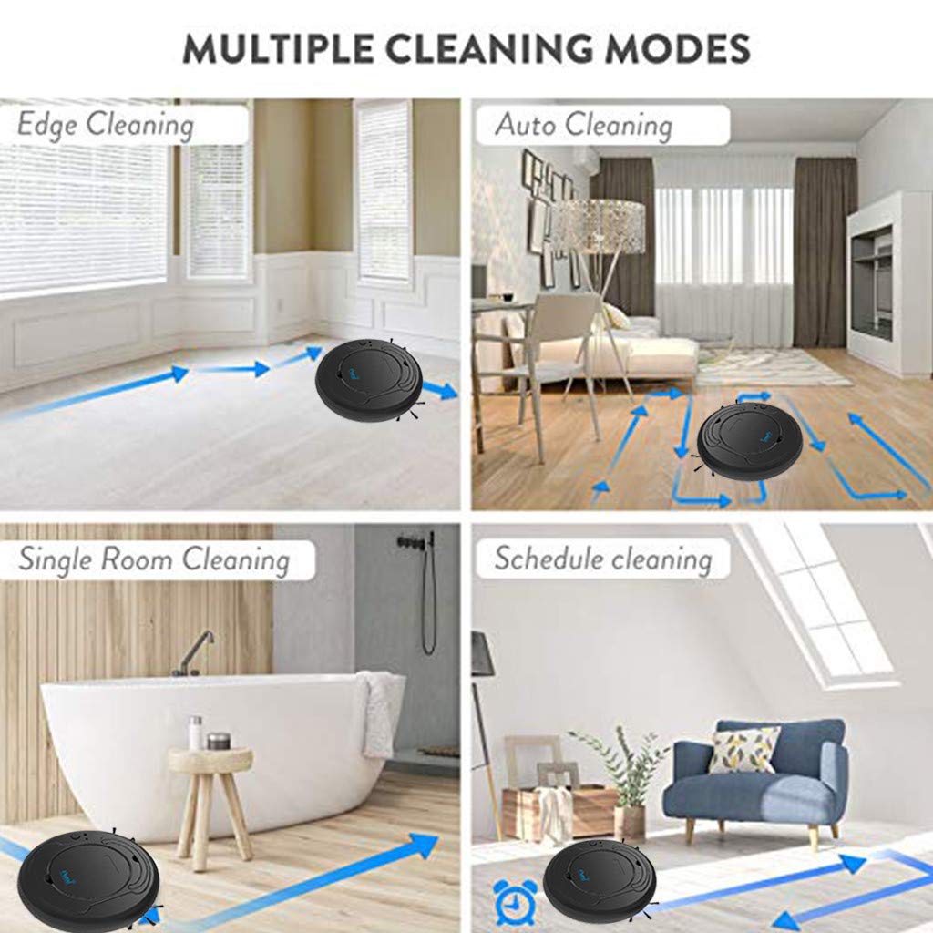3 in 1 Floor Robot Vacuum Cleaner Mop, Automatic Distance Sensor Edge Sweeping Robot, Ideal for Hard Floors and Carpets, Pet Hair, Self-Charging, Quiet, Large, with Mop