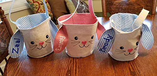 Easter Canvas Baskets. A Clever & Kids` Safe Alternative to Wooden or Plastic Baskets to Avoid Risk of Scratches, Injuries Chewing Wood or Plastic Baskets. Kids Will Love It (1 Pink 1 Blue)