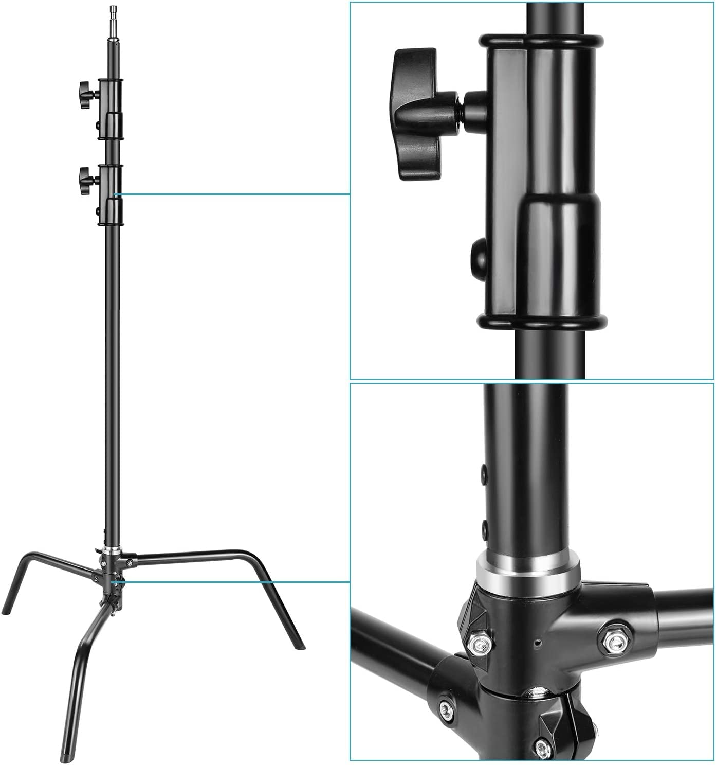 Neewer Photo Studio Heavy Duty 10 feet/3 meters Adjustable C-Stand, 3.5 feet/1 meter Holding Arm, 2 Pieces Grip Head for Video Reflector, Monolight and Other Photographic Equipment (Black)