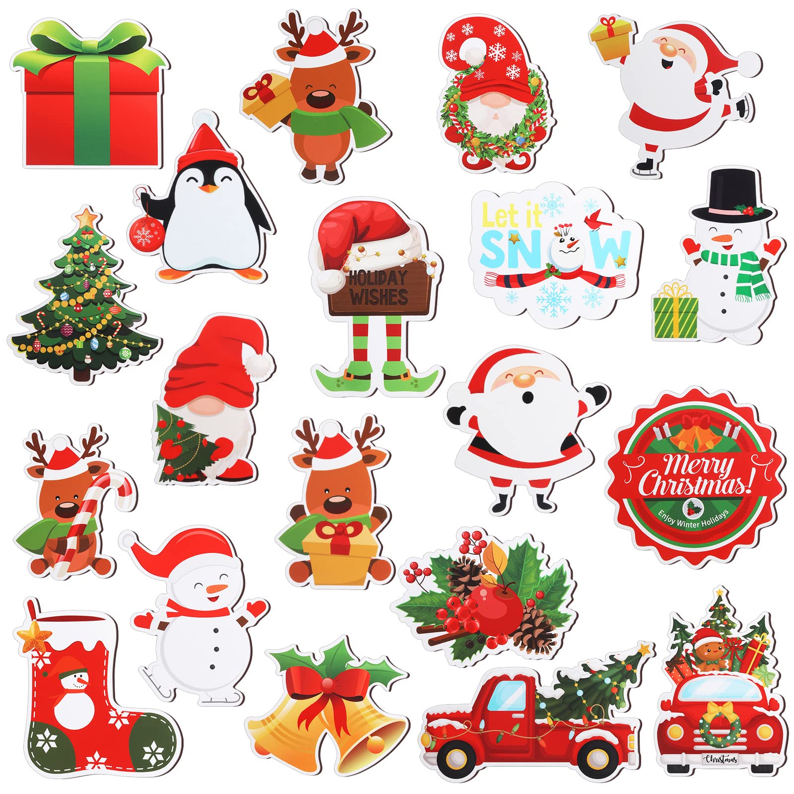 20 Pieces Christmas Magnets Set Christmas Refrigerator Magnets Santa Snowman Holiday Magnets Decorative Magnetic Fridge Decoration Xmas Magnets Fridge Magnetic Decor Car Sticker for Dishwasher Door