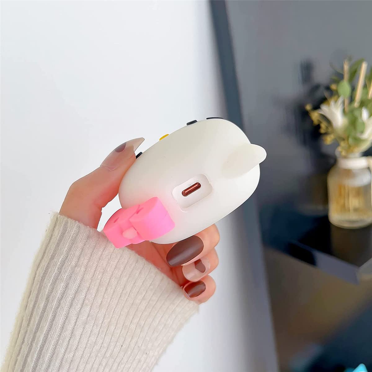 3D Protective Case for iPhone 20W USB-C Power Adapter Charger USB Lightning Cable, Cute Cartoon Series Soft Silicone Fast Lightning Chargers Cable Protective Cover for iPhone Charger (White Cat)