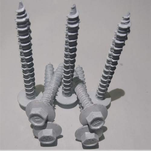 Shorpioen 100-Pack 1/4 x 1-3/4 Concrete Screw Hex Flanged White * Drill Bit NOT Included * BC-1428CNHFW