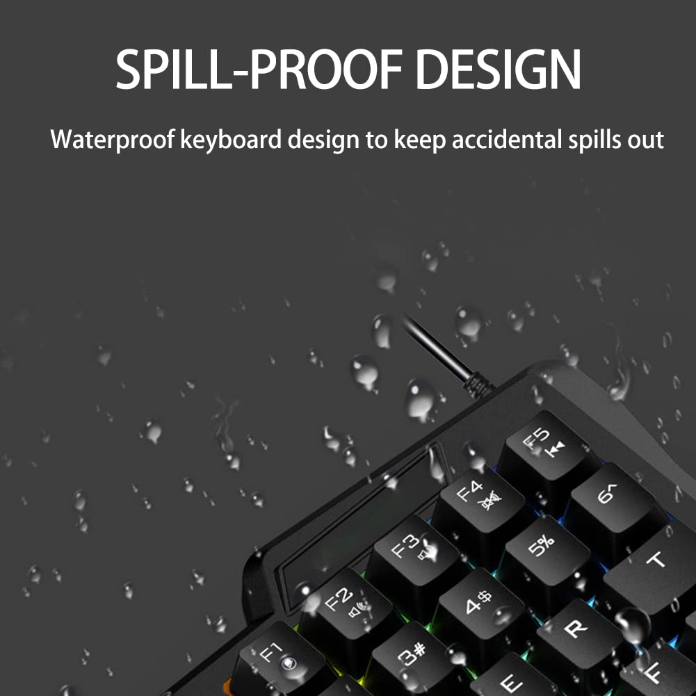 Archuu One-Handed Mechanical Gaming Keyboard,35 Keys Waterproof Professional Gaming Keypad,with 3 Color Backlight, Single Handed Keyboard for Computer Mobile Games
