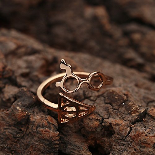 AOCHEE Fashion Lightning Scar Glasses Triangle Open Adjustable Ring for Women Girls (Gold)