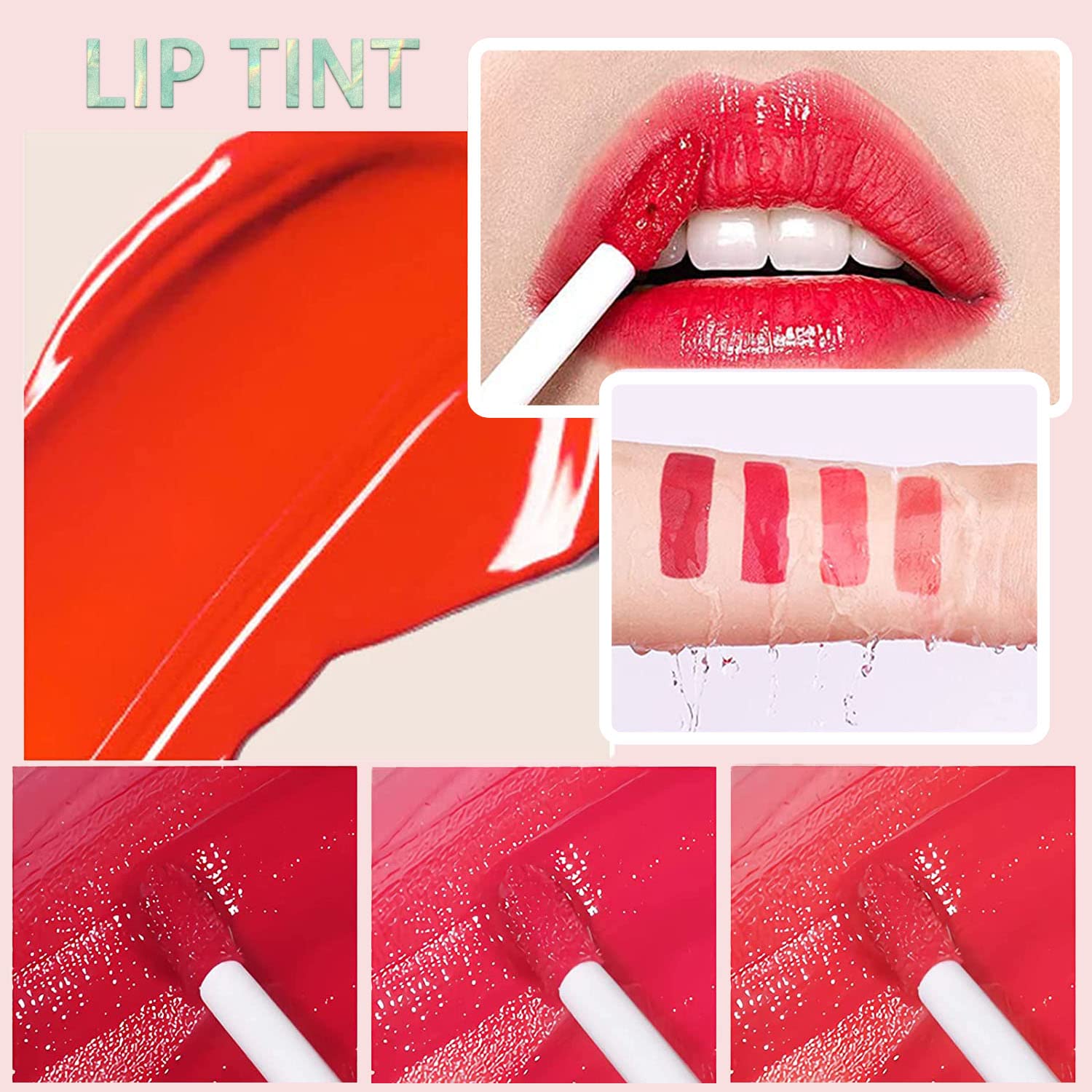 3 Colors Lip Stain Tint Set, Waterproof&Long Lasting Mini Liquid Lipstick Hydrating Moisturizing Lip Cheeks And Eyes,Natural Glossy Korean Lip Tint Stain Easy Application, Non-Stick(1#2#3)
