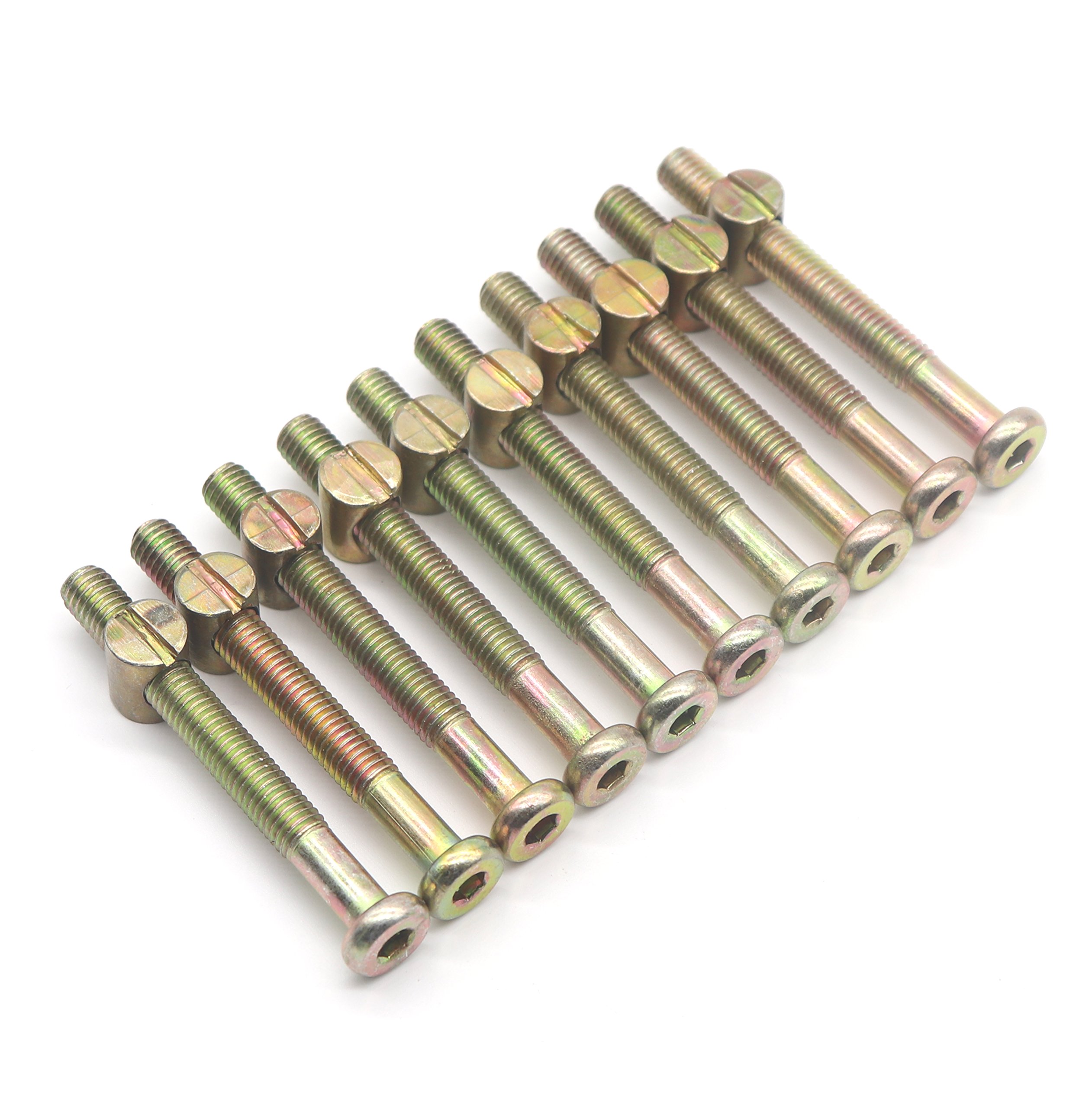 binifiMux 10-Pack M8 x 70mm Hex Drive Socket Cap Furniture Bolt Scrws Barrel Nuts for Crib Cot Chairs Beds, Thread 51mm, Zinc Plated