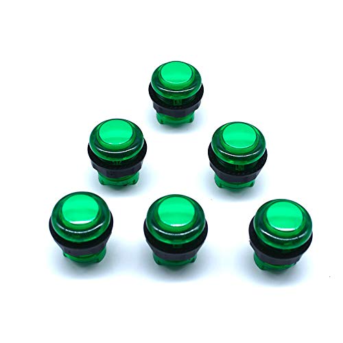 Arcity 8 Pcs Arcade LED Push Buttons Illuminated Light 6 ร 30mm Buttons + 2 ร 24mm Buttons with Built-in Microswtich for Arcade Machine Video Game Console DIY Jamma MAME Raspberry Green New