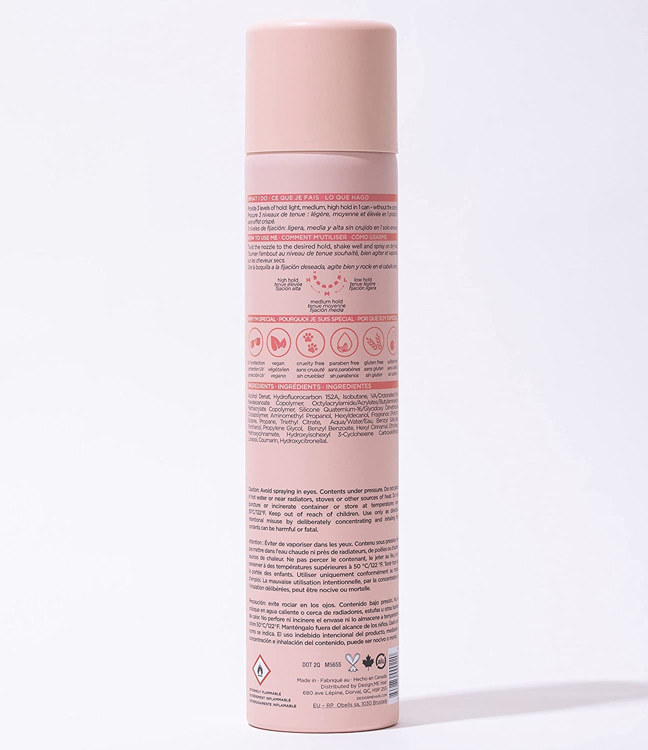 HOLD.ME Three-Way Hairspray by DESIGNME | Hairspray with Light, Medium, & High Hold Options | Extra Hold Hair Spray with Thermal Protectors & Vitamin B5 | Scented Hair Setting Spray, (9.5 Oz)