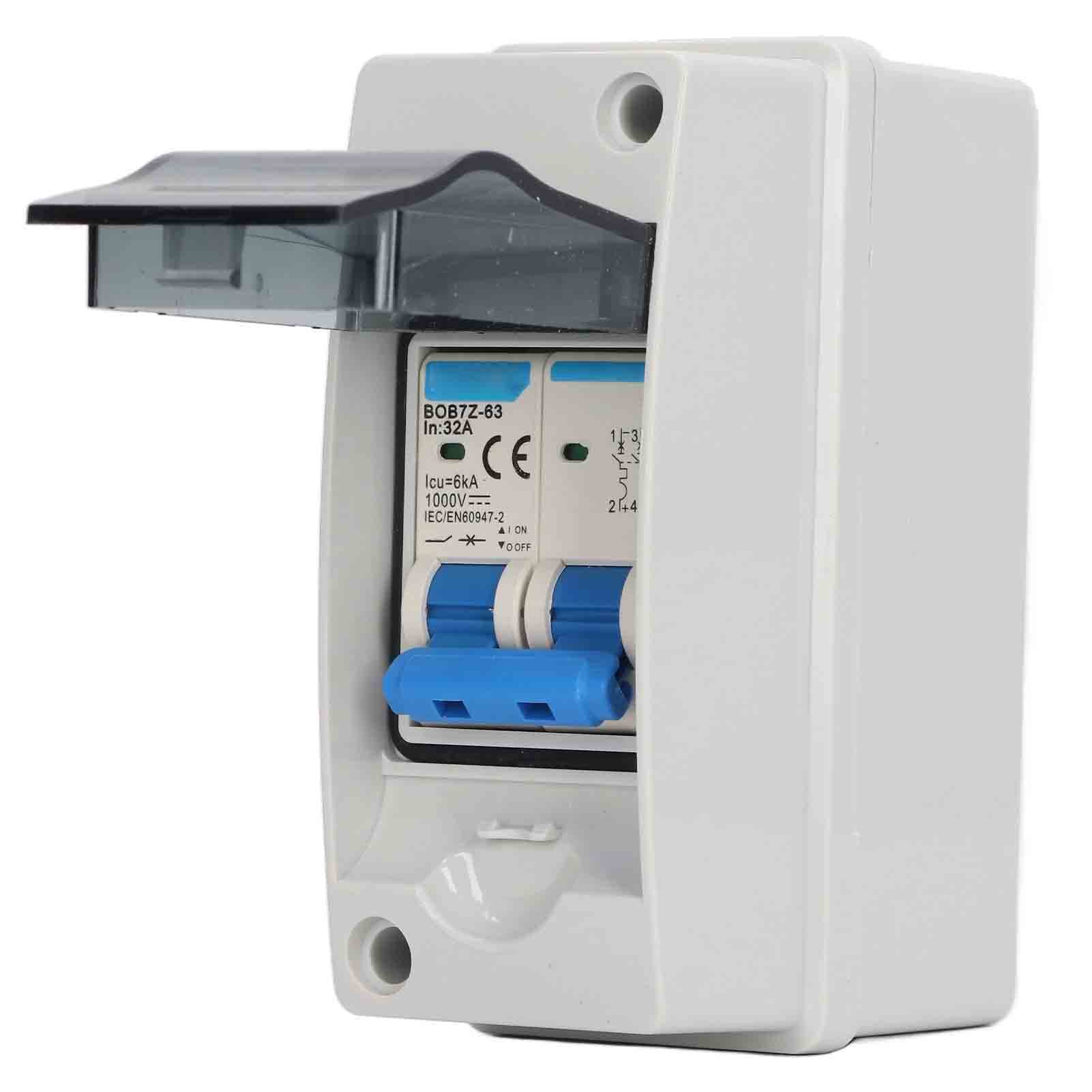 2P 32A 1000V DC Circuit Breaker, 6KA IP65 Waterproof DC Isolator Switch Solar Disconnect Switch for Solar Panel PV System Renogy Solar Panels Switch Panel Solar Panel Disconnect Switch