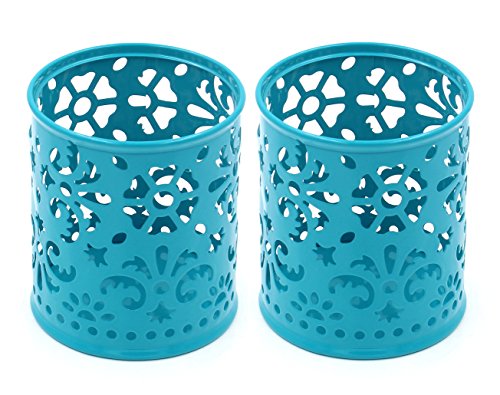 EasyPAG 2 Pack Pen Holder Desk Pencil Cup Marker Holder Makeup Brush Holders Desk Accessories & Workspace Organizers for Home, School & Office, Dark Teal