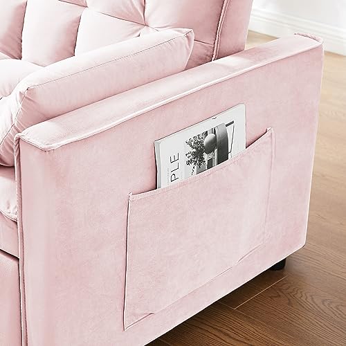 3 in 1 Loveseat Sofa with Pull Out Sleeper Couch Bed, Adjustable Backrest Functional 2 Seater Love Seat Sofa & Couch Convertible Sleep Futon Sofabed, Compact Living Room Upholstered Furniture Daybed