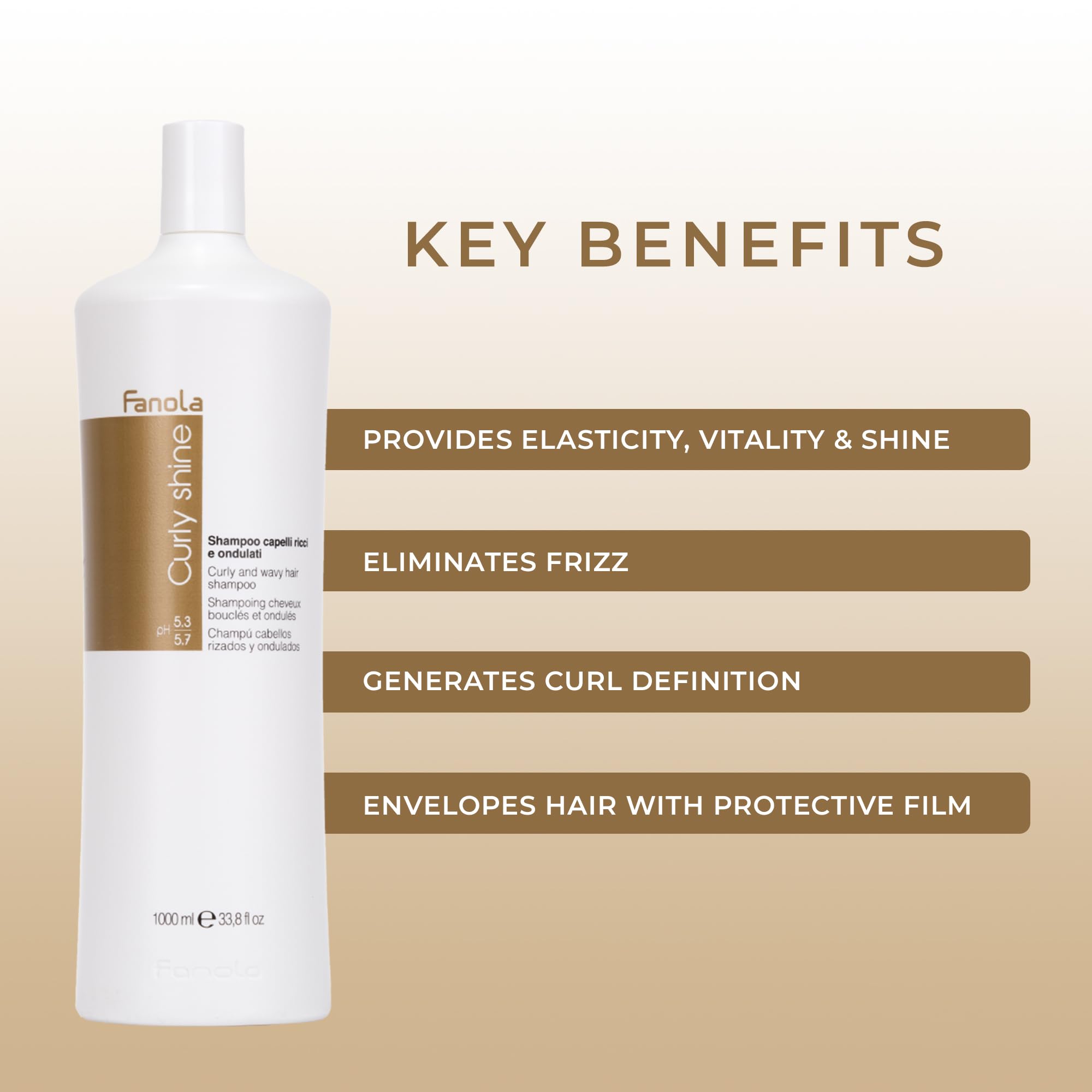 Fanola Curly Shine Curly and Wavy Hair Shampoo, 33.8 Ounce