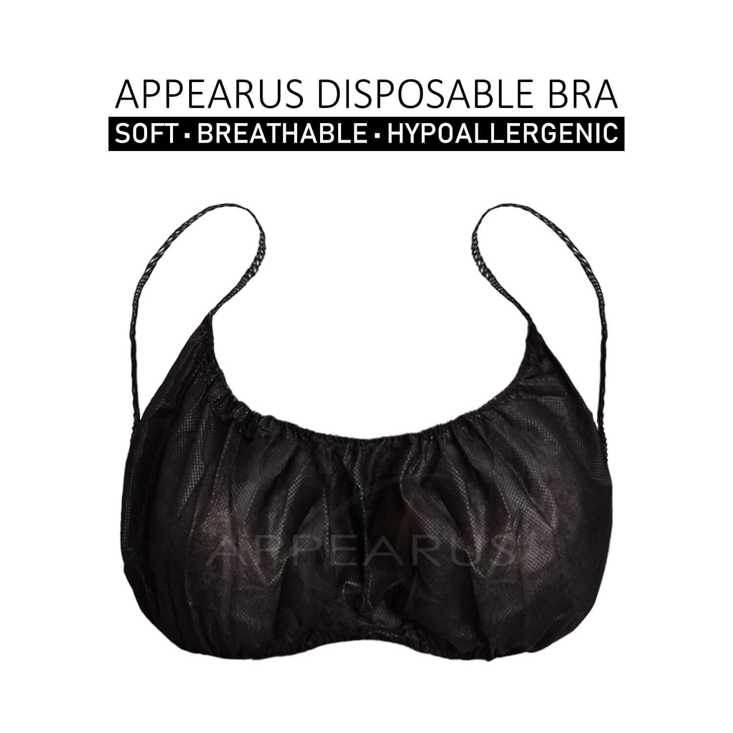 APPEARUS 50 Ct. Disposable Bras - Women's Backless Spa Bra for Spray Tanning and Body Treatments, Black