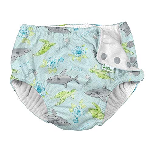 i Play Boys Reusable Absorbent Baby Swim Diapers Light Aqua Shark Sealife 12 Months