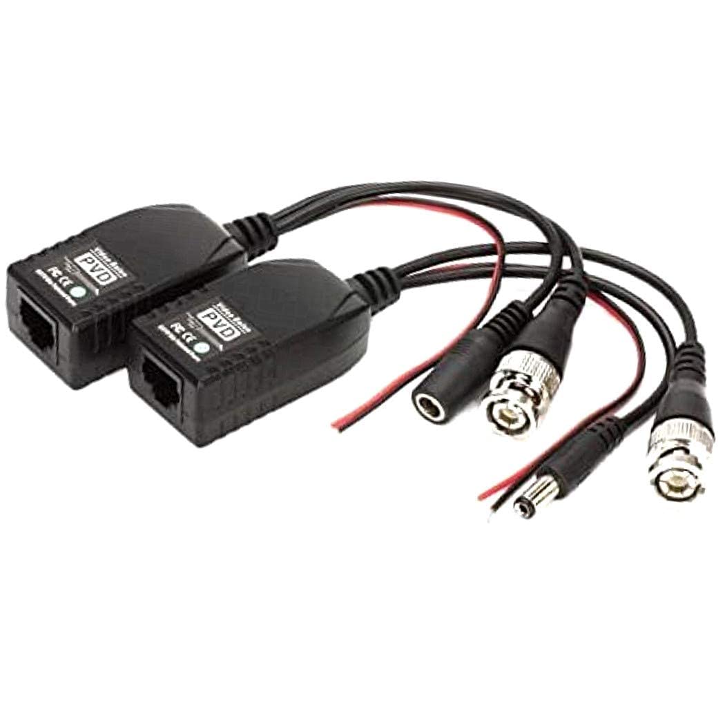 BeElion BNC to RJ45 CAT5 Video Power Balun with BNC Power Connector for CCTV PTZ Camera System,1 Pairs Transmitter Receiver