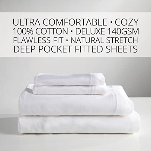 Baltic Linen Jersey Cotton Sheet Set, California King, White, 4 Peice