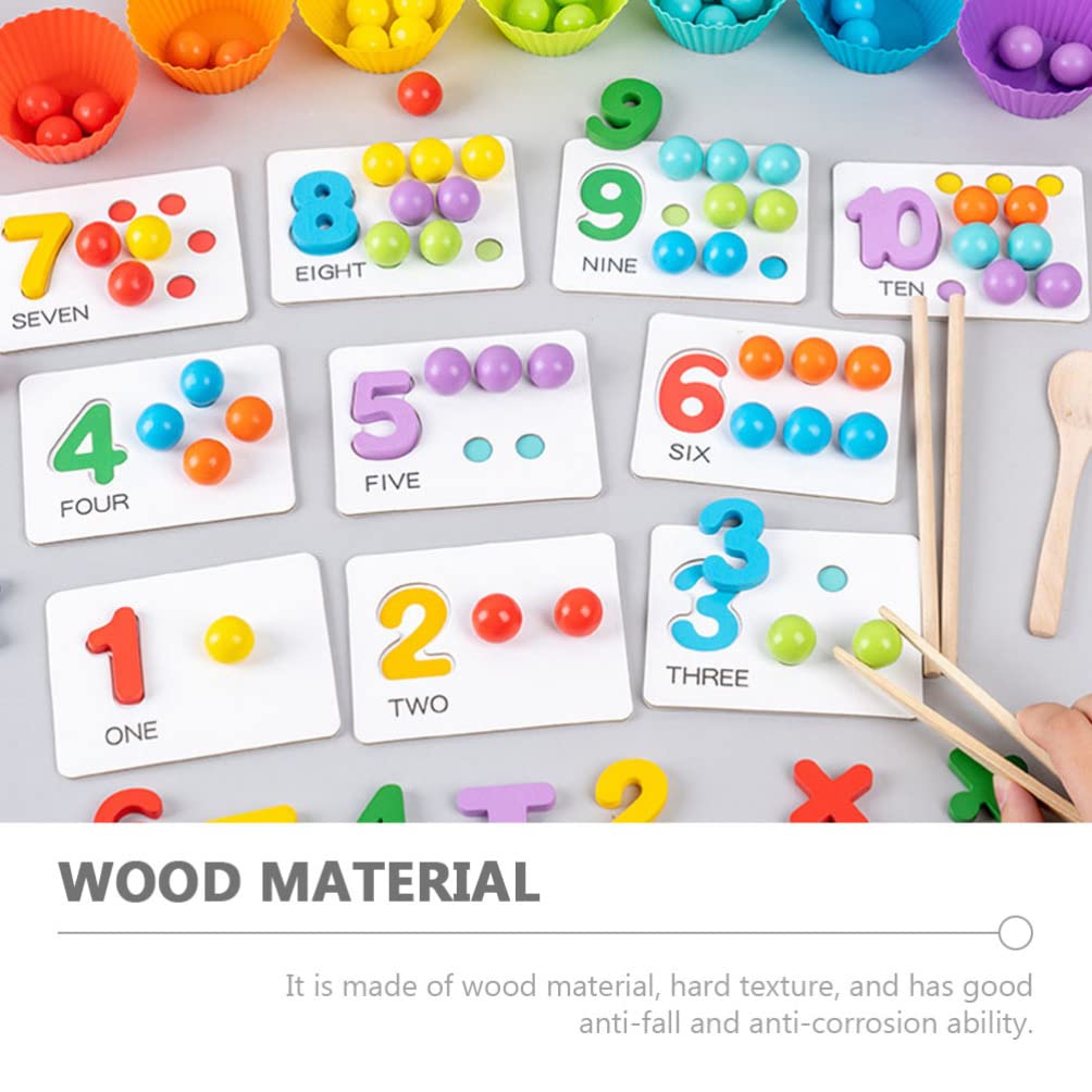 3PCS Wooden Tweezer Tongs Wooden Peg Board Beads Game Clips Counting Matching Game Beads for Montessori Sorting Toys