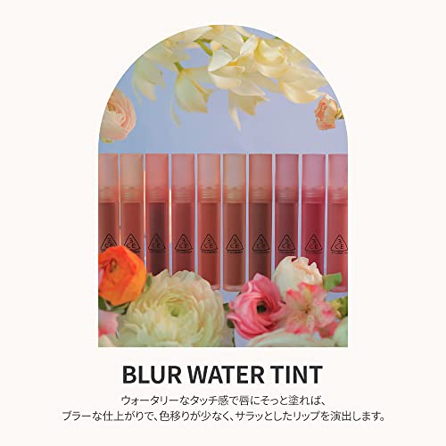 3CE BLUR WATER TINT(4.6g) soft lip with less smear with a blurry finish (#DOUBLE WIND) with sun cream(1ml*3ea)