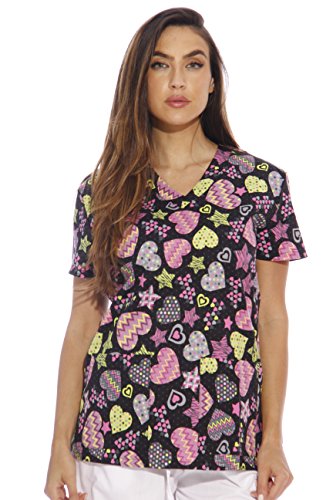 Dreamcrest 217V-9-M Women's Scrub Tops Holiday Scrubs Nursing Scrubs