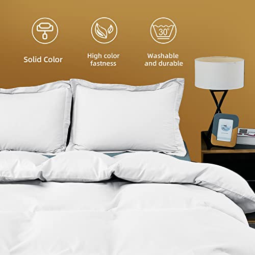 BBANGD Full Duvet Covers - Ultra Soft and Breathable Bedding Comforter Sets Washed Microfiber 3 Pieces with Zipper Closure Duvet Cover and 2 Pillow Shams (White)