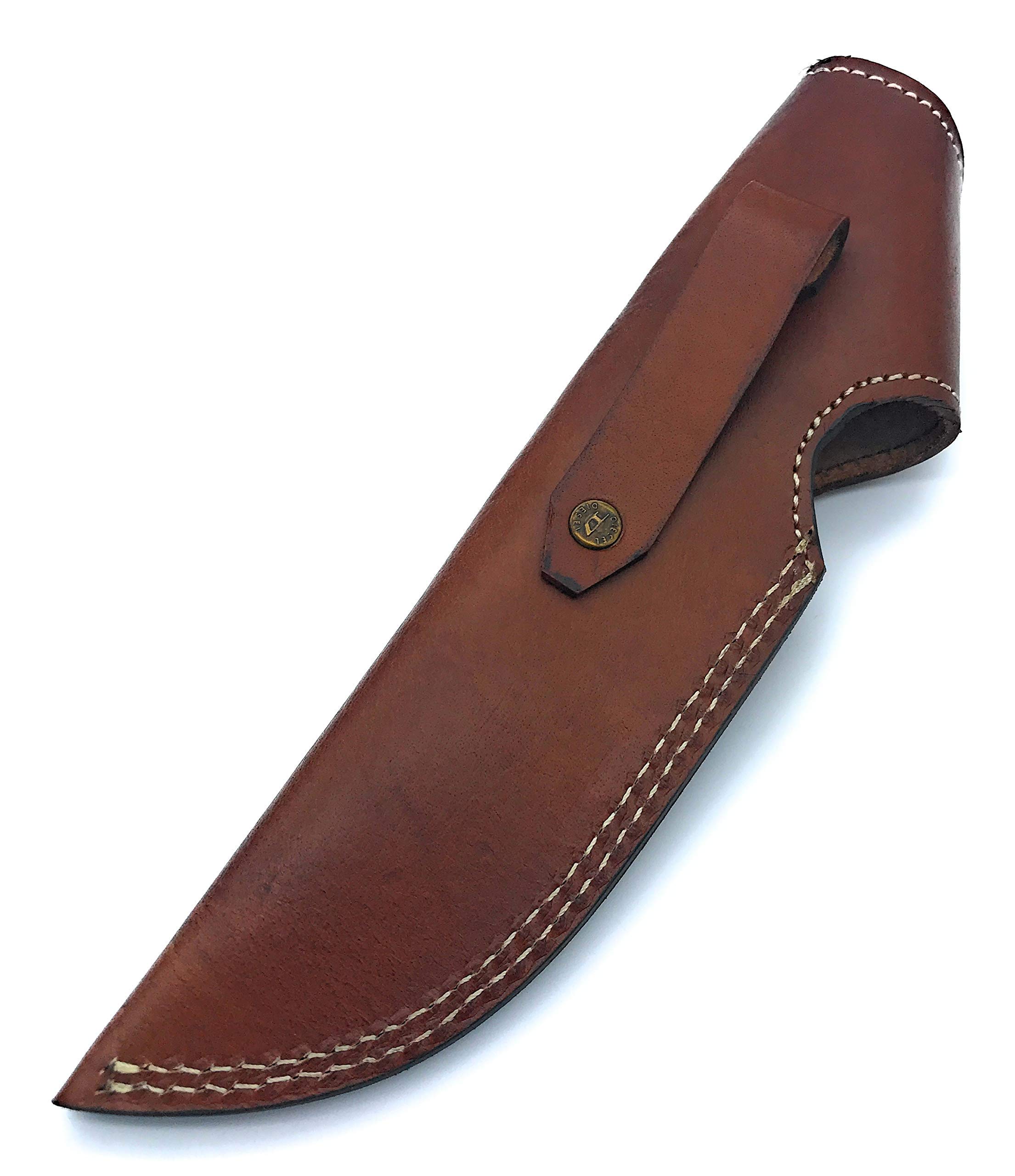 9" long custom handmade leather sheath for 5"—5.5" cutting blade knife