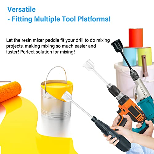 4 Pcs Resin Mixer Paddles, Epoxy Mixer Attachment for Drill, Reusable Paint Stirrer Drill Attachment for Epoxy Molds, Mixing Resin and Paint