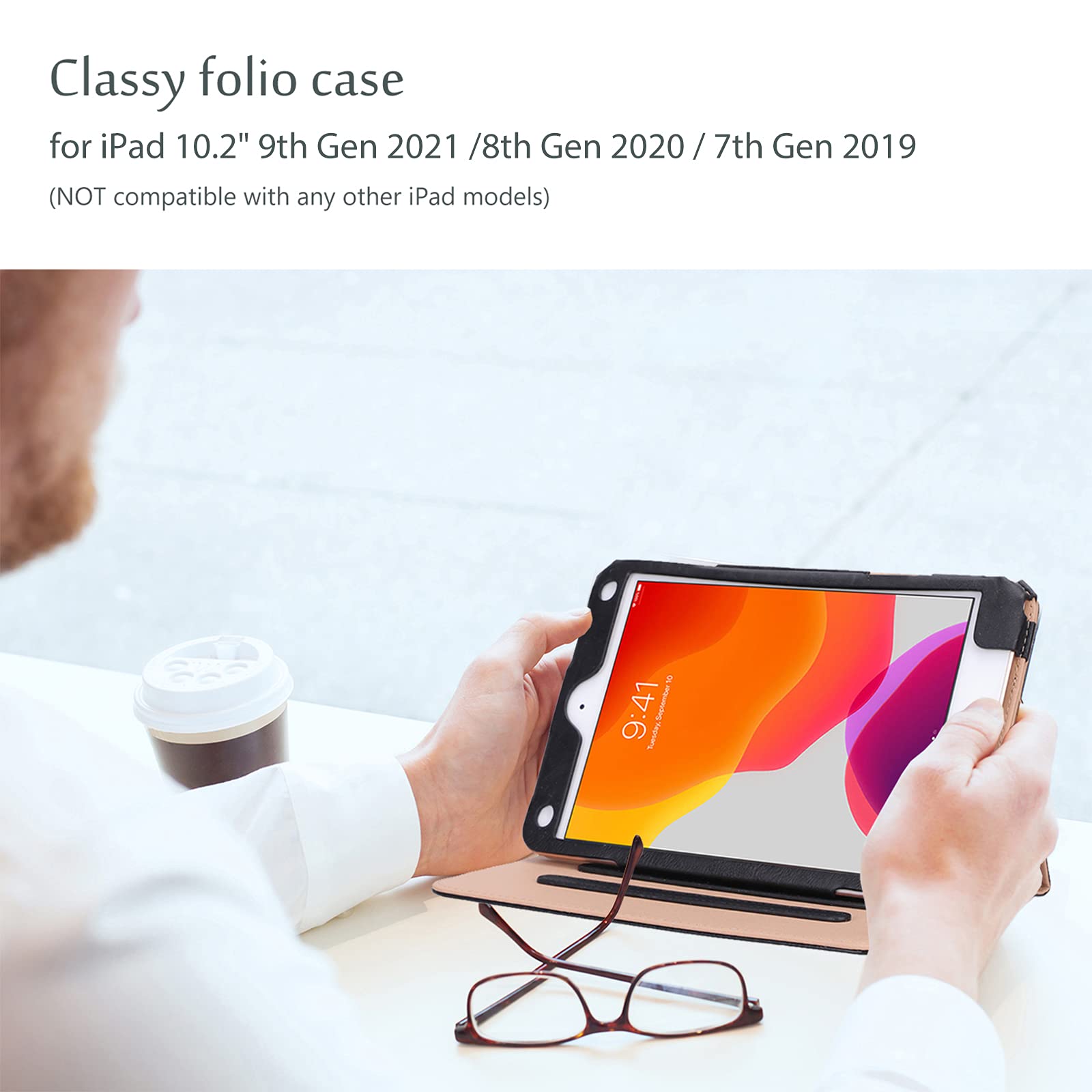 ProCase for iPad 10.2 Inch Case 2021 9th Generation/2020 8th Generation/2019 7th Generation iPad Case, Leather Vintage Stand Folio Cover Protective Case for 10.2" iPad 9th Gen/8th Gen/7th Gen -Black