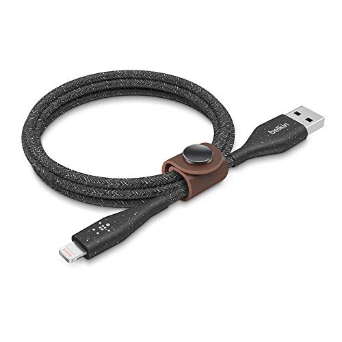 Belkin DuraTek Plus USB Lightning Cable - USB-A Cable with Leather Strap - Ultra-Strong Charging Cable With Flexible Insulation - Compatible with iPhone, iPad, Airpods and More - 6ft/1.8m (Black)