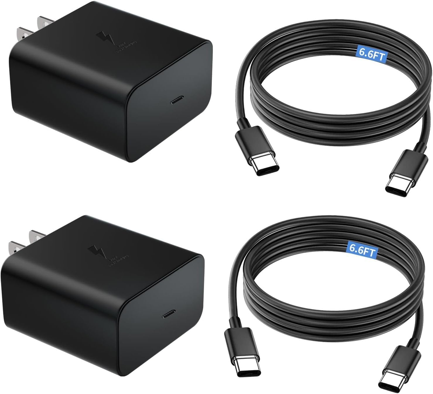 2Pack 45W USB C Super Fast Charger, Android Phone Wall Charger Fast Charging with 6.6FT USB Type C Cable for Samsung Galaxy S24 S23 Ultra/S23+/S22 Ultra/S22+/S22/S20/Note 10/20/Z Fold (6.6FT-2Pack)