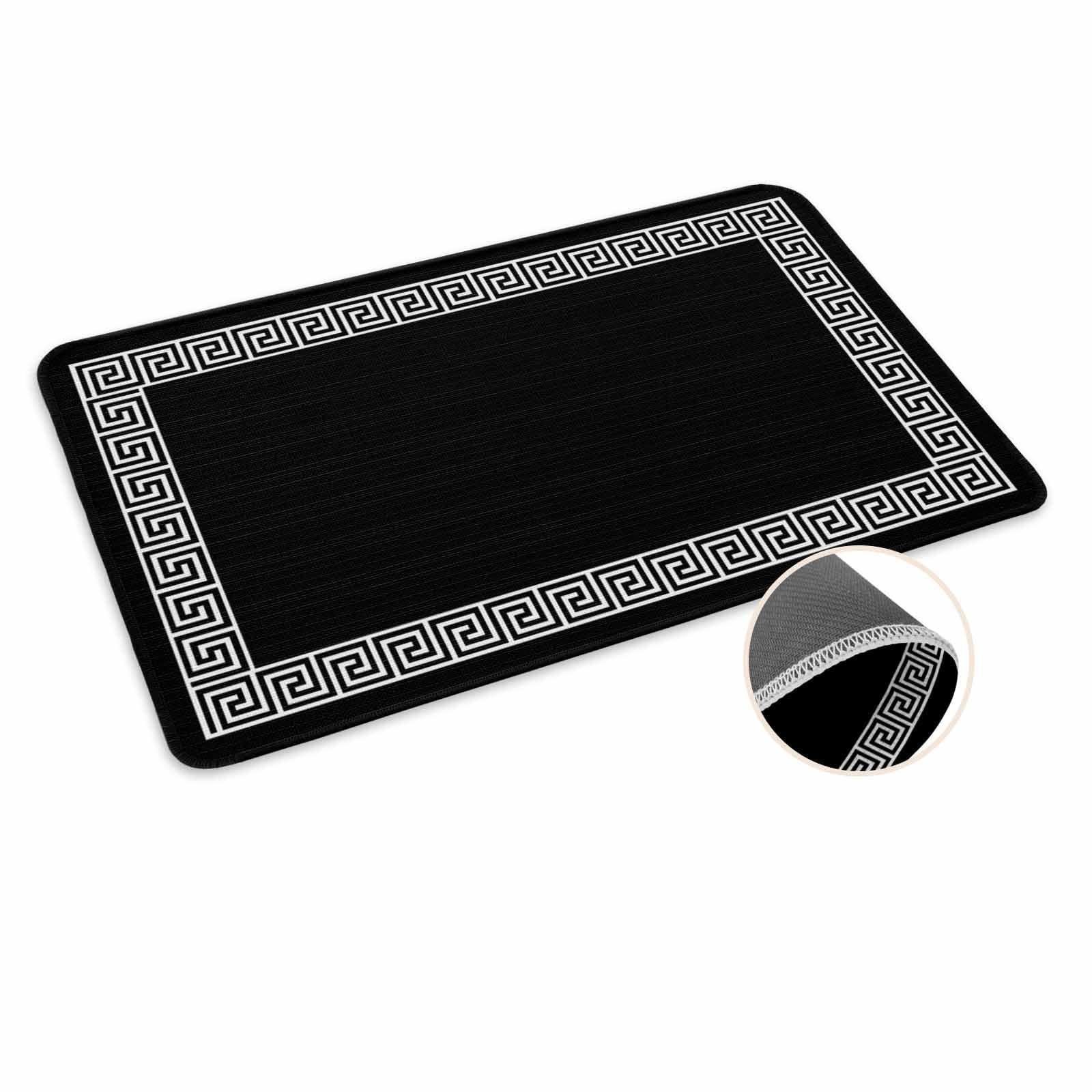 ALAGEO Doormat Geometric Greek Key Design Welcome Mat Entrance Floor Mat Black Door Mar Indoor Outdoor Entrance Floor Mat Non Slip Rubber Mat 24 x 36 inch