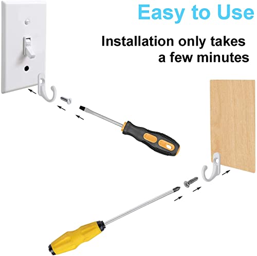 Light Switch Hooks, Chanvoo 10 Pack Wall Mounted Tiny Robe Hook with 20 Screws Wall Coat Hooks for Hanging Coat, Scarf, Bag, Towel, Key, Hat (White)
