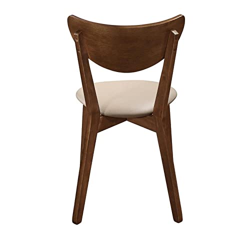 Coaster Furniture Kersey Mid Century Modern Upholstered Dining Chairs (Set of 2) Curved Back Tan Faux Leather Polyurethane Chestnut Brown 103062