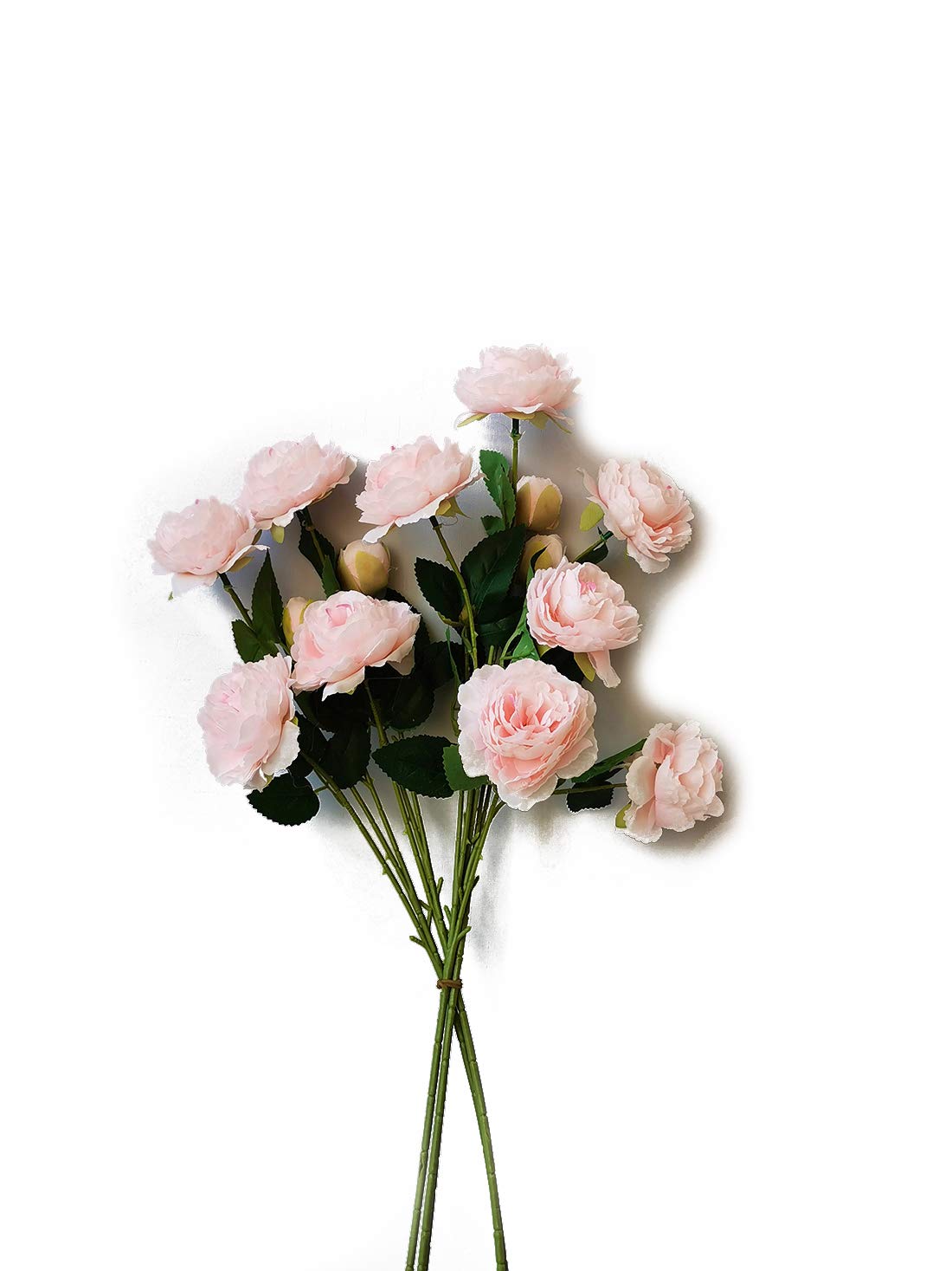 Artfen 5 Pcs Artificial Silk European Rose Flower Peony Flower Long Stem Fake Plastic Flowers Home Garden Party Wedding Decoration DIY Wreath Approx 26'' High Champagne Pink