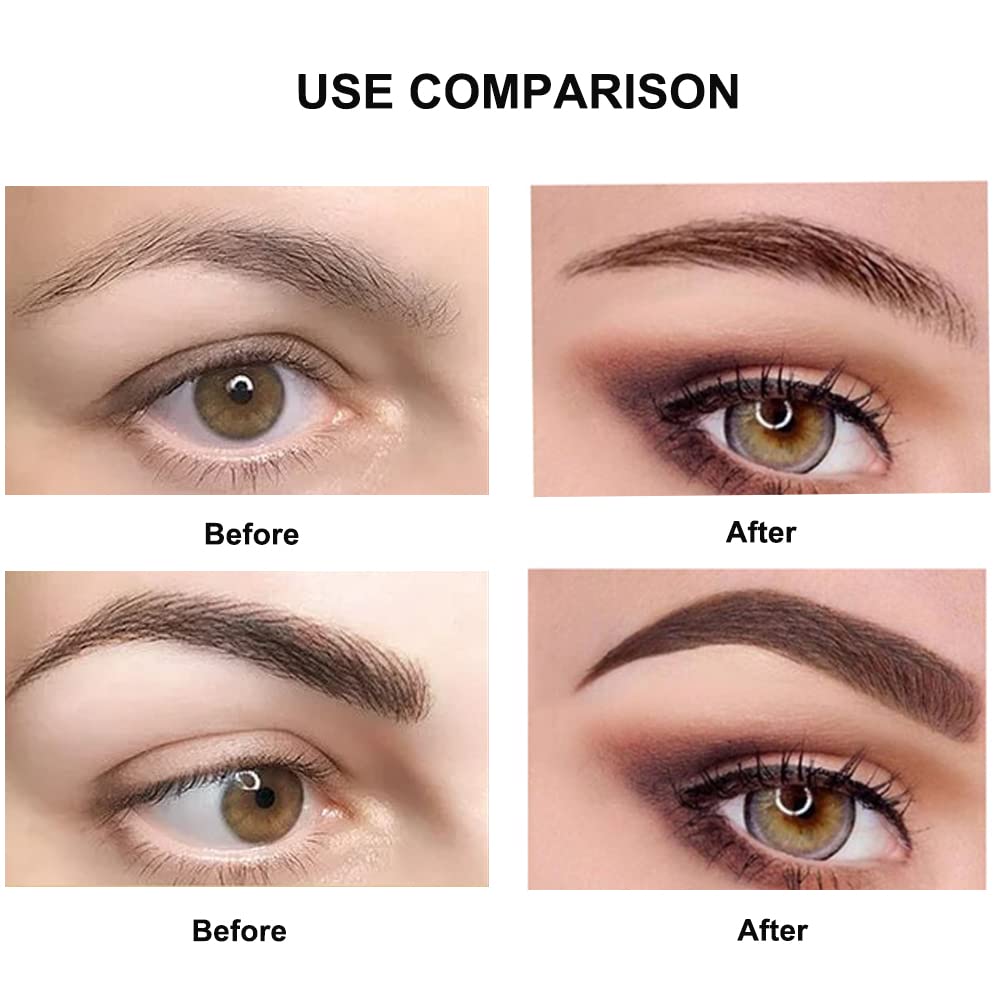 3Pcs 4D Hair Stroke Brow Stamp Brush, Multi Function Eyebrow Brush, 4D Hair Stroke Ultra-thin Brow Brush, Square Eyebrow Makeup Brush, Realistic Eyebrow Brush(Large, Medium and Small)